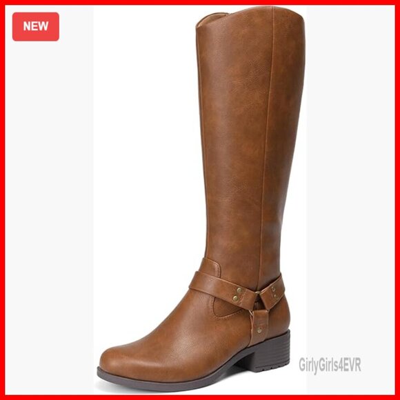 Shoes | Knee High Motorcycle Boots With Side Zipper And Stretch Panel ...